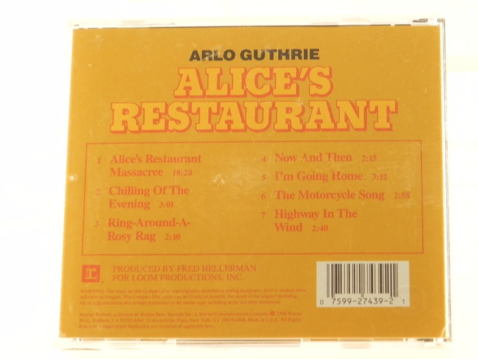 Arlo Guthrie : Alice's Restaurant CD (1988) 75992743921| eBay