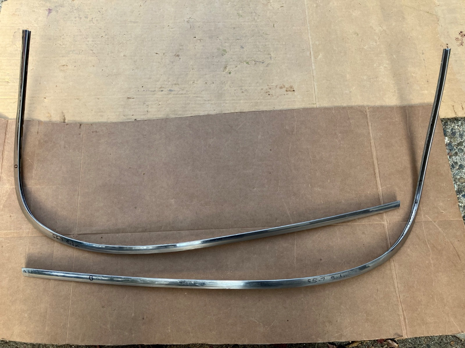 1955-57 Chevy Sedan Lower Exterior Backglass Rear Window Stainless Trim ...