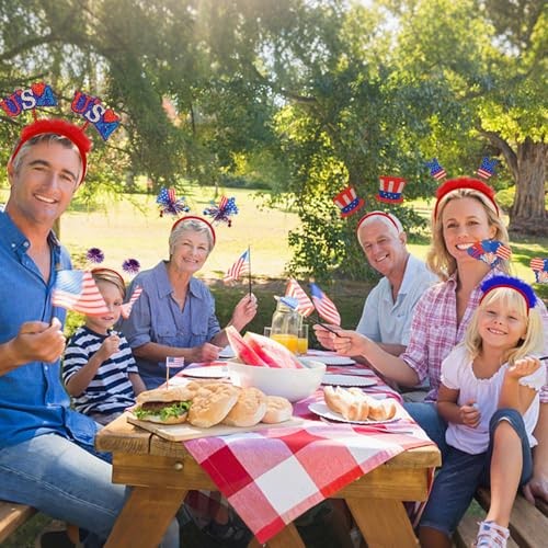 9PCS Patriotic Headbands 4th of July Party Head Bands Uncle Sam Hat USA ...