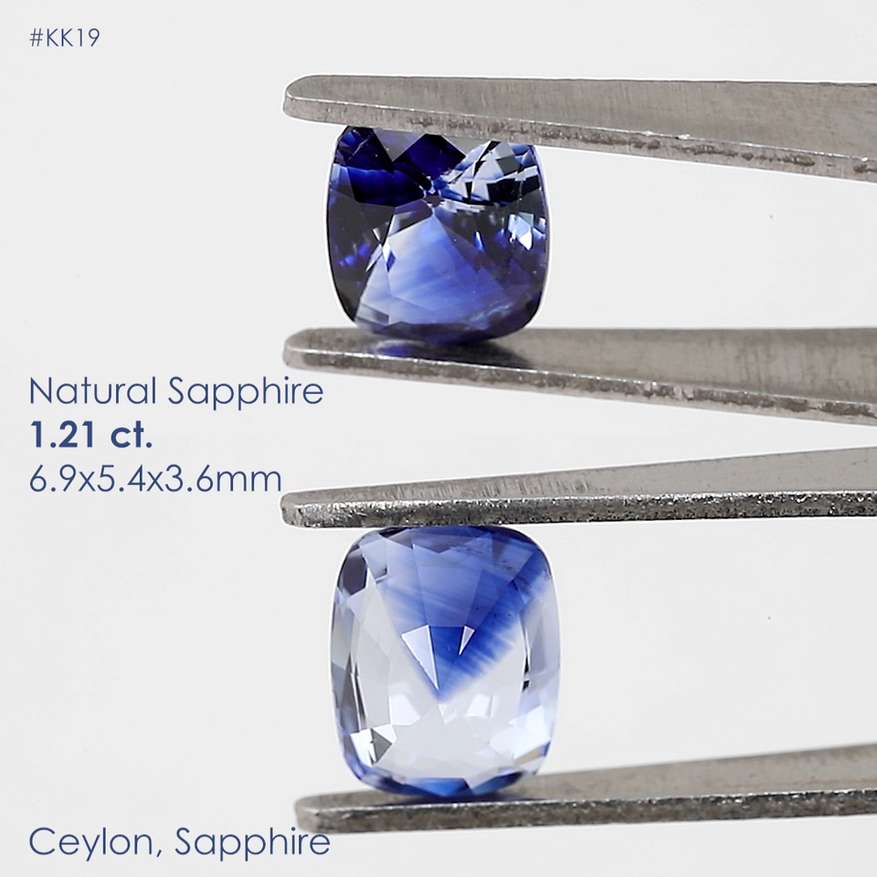Natural Parti Sapphire 1.21ct Cushion 6.9x5.4mm Blue Lavender Sri Lanka ...