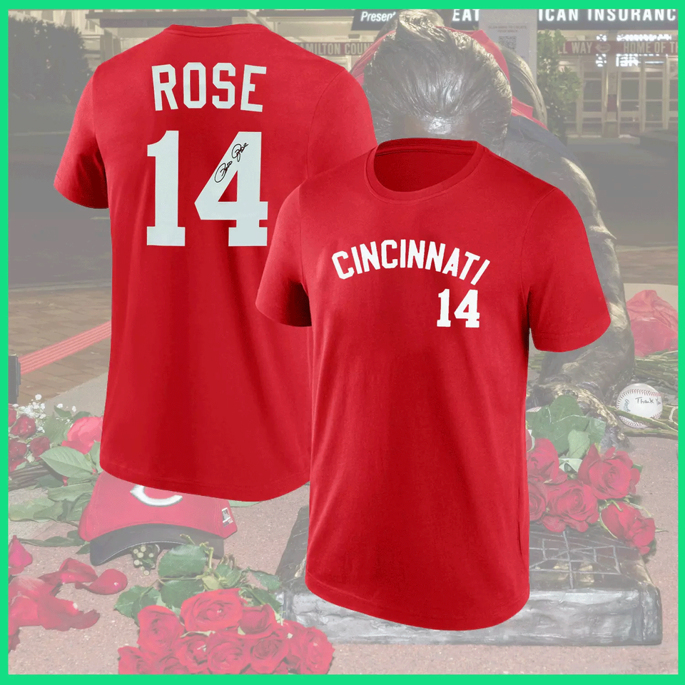 SALE - Cincinnati Reds Pete Rose #14 Player Name & Number T-Shirt ...