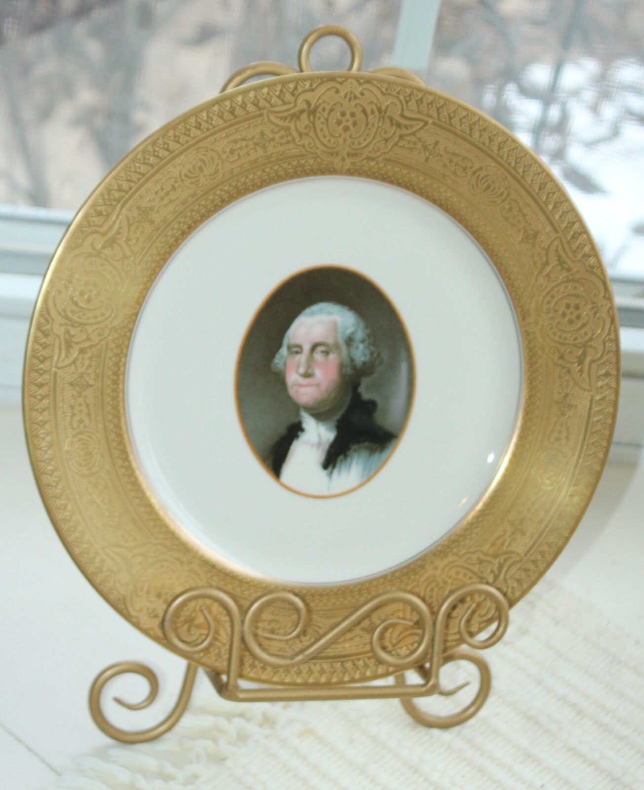 CHESAPEAKE & OHIO RR Gold Encrusted GEORGE WASHINGTON Plate SYRACUSE ...