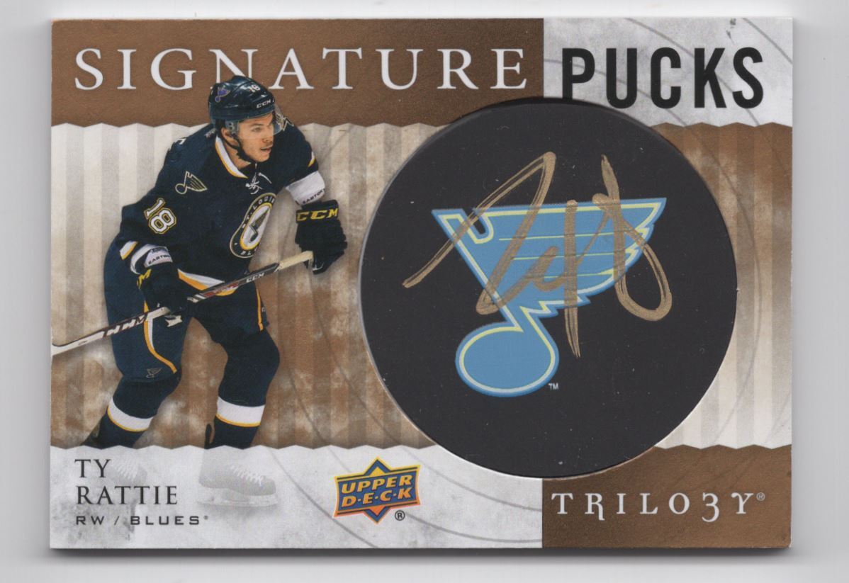 2014-15 Upper Deck Trilogy Signature Pucks Ty Rattie Auto St. Louis ...