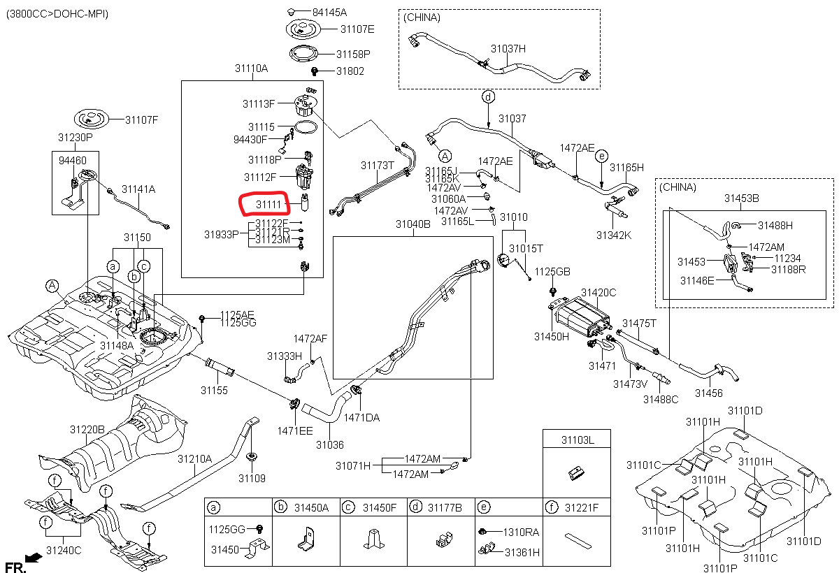 Hyundai 2005-2012 Azera Genesis Veracruz Fuel Pump 31111 3l000 for sale ...