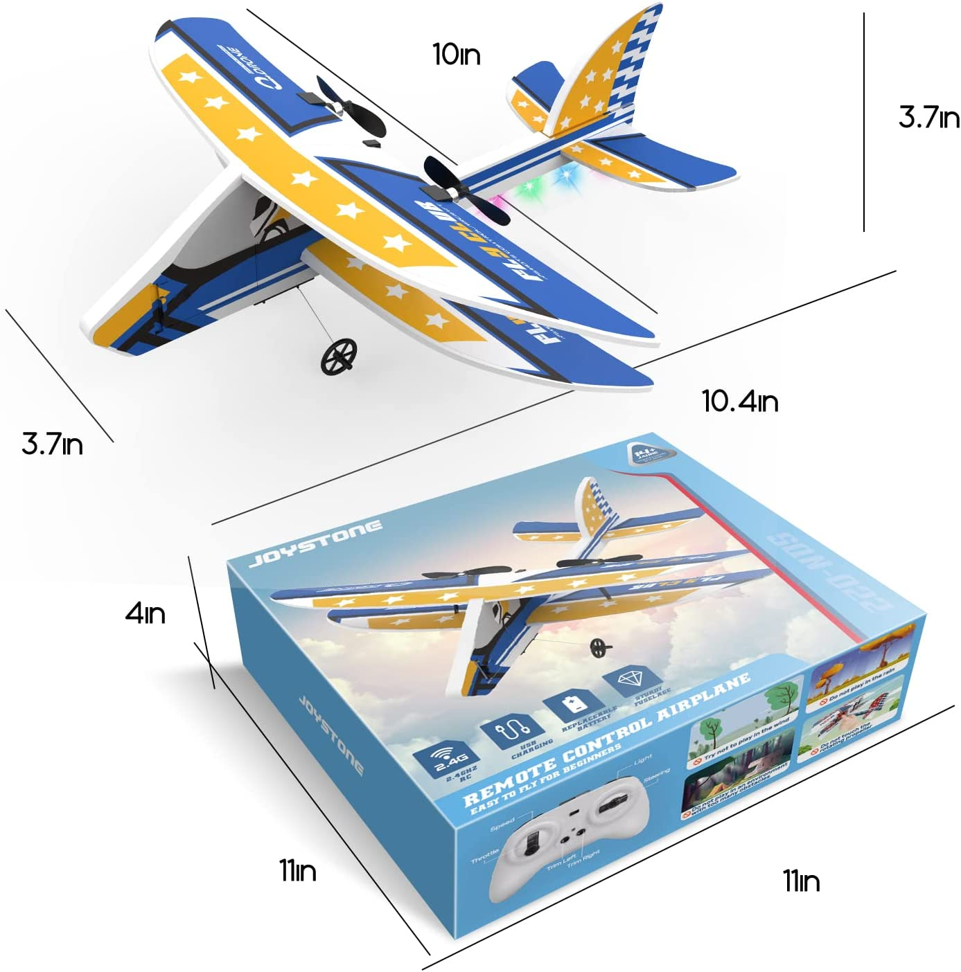 DEERC RC Plane, 2.4GHZ Remote Control Airplane W/ 3 Batteries & 6-Axis ...