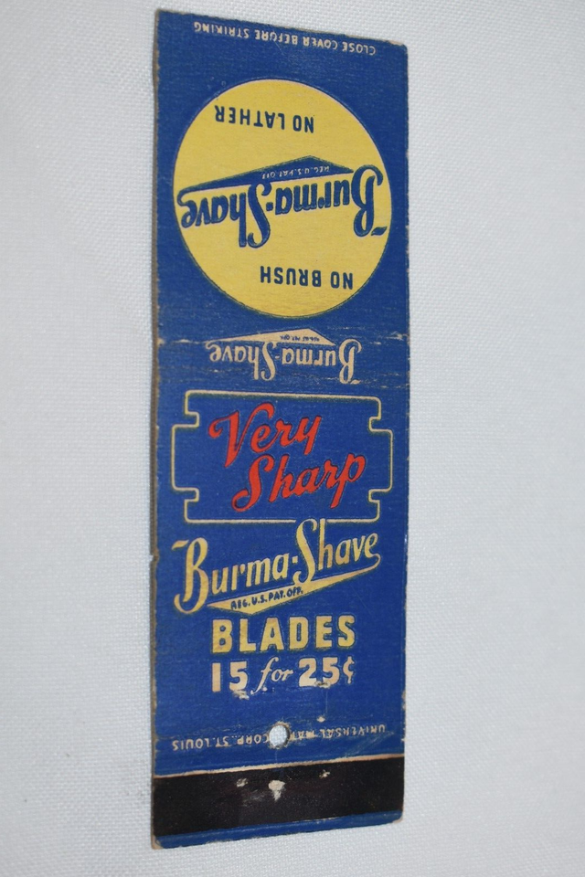 Burma Shave Advertising 20 Front Strike Matchbook Cover | eBay