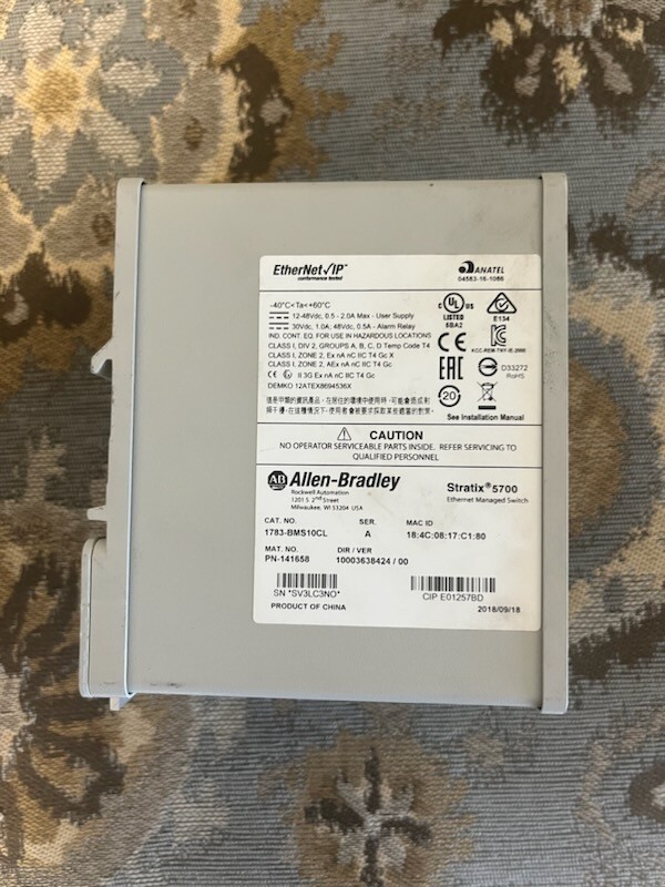 Allen Bradley 1783-BMS10CL Ser A Stratix 5700 10-Port Managed EtherNet ...