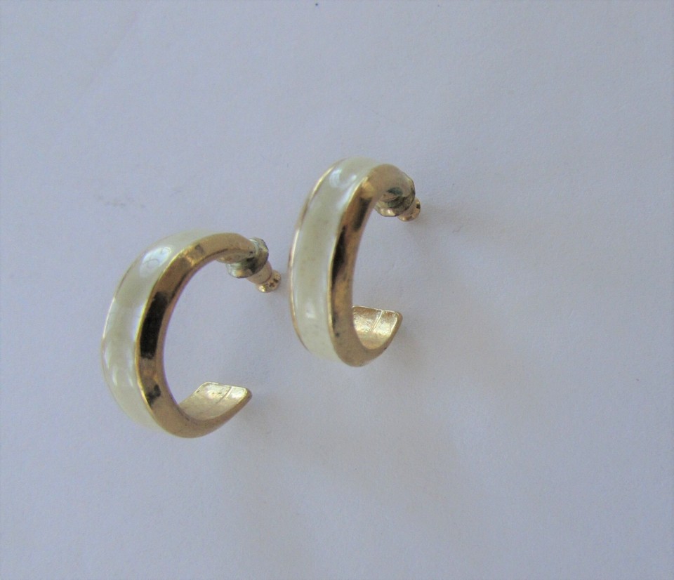 Pierced Earrings Black Navy Gold Drop Dangle Hoop Costume Jewelry VTG ...