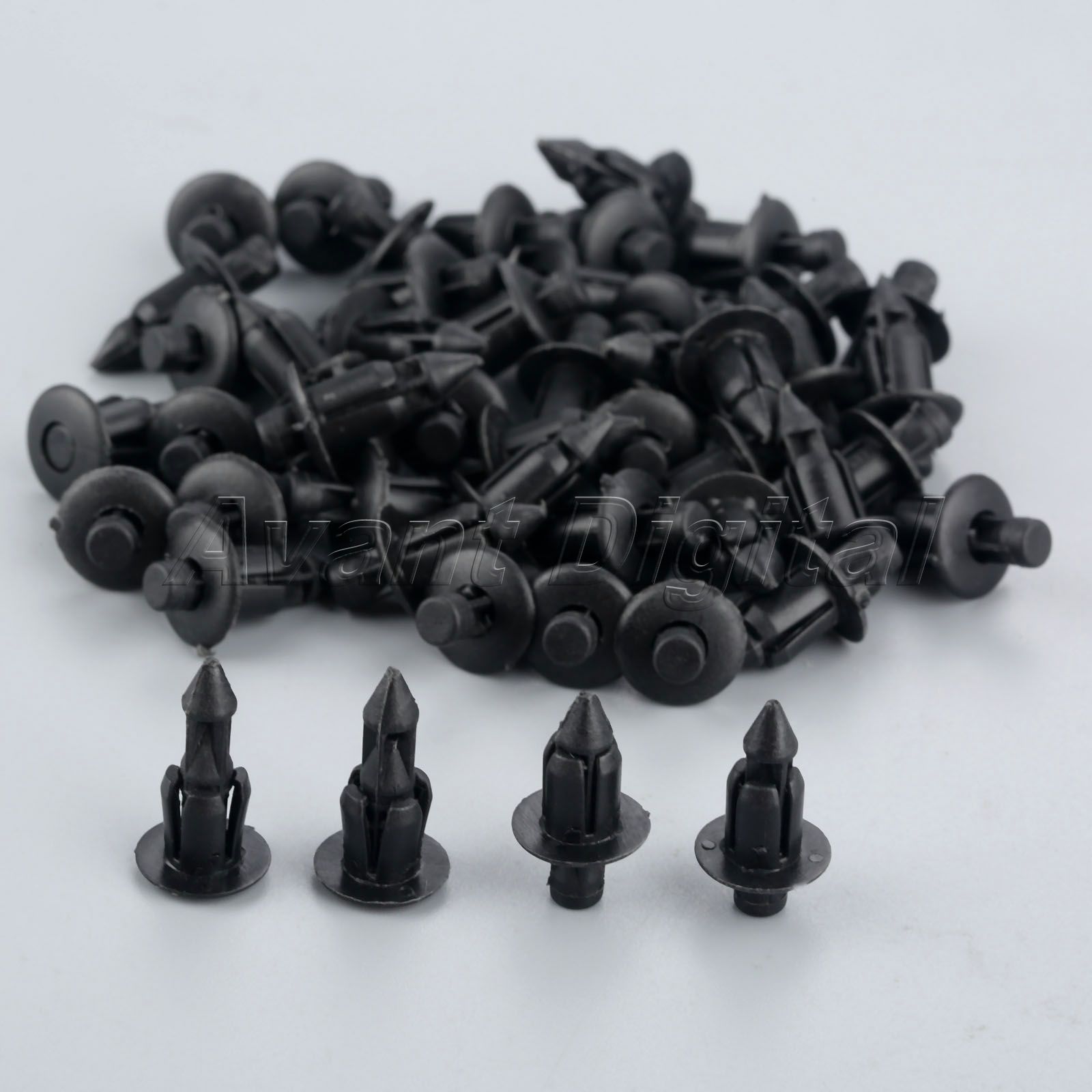 50PCS Universal Plastic rivets Fairing & Trim Panel Fastener Clips For ...