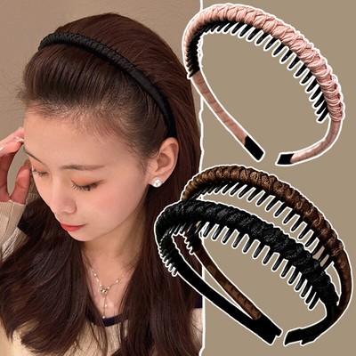 1PC Braided Non-Slip Headband Weave Thin Head Hoop Solid Color Vintage ...