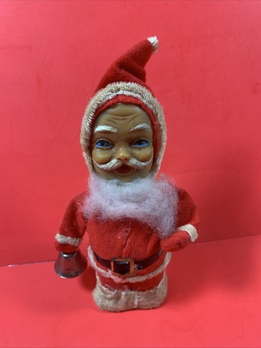 VINTAGE 1950's or 60's WIND UP MECHANICAL SANTA CLAUS RINGING BELL ...