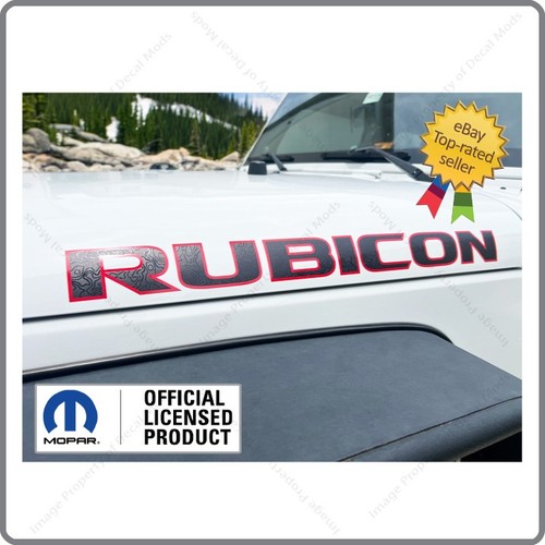(2x) Jeep Wrangler RUBICON Hood Decals Stickers 3D Topo Map Black Red ...