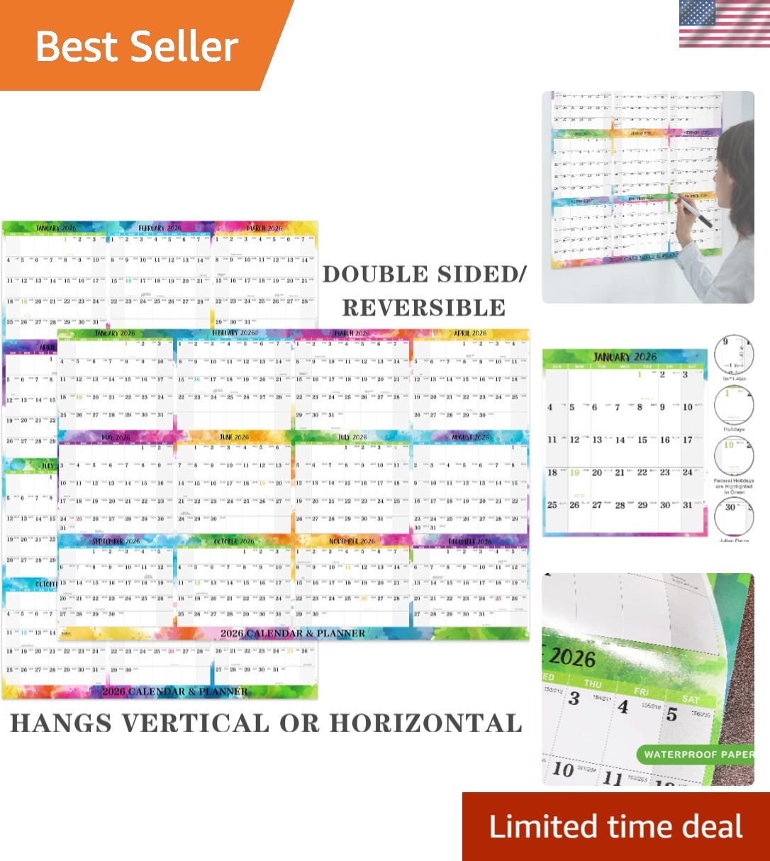 2026 Erasable Wall Calendar - Dry Erase Calendar 2026 from