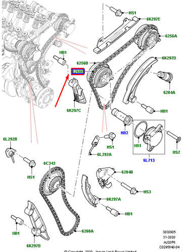 LAND ROVER RANGE ROVER IV L405 Upper Engine Timing Chain LR121792 NEW ...