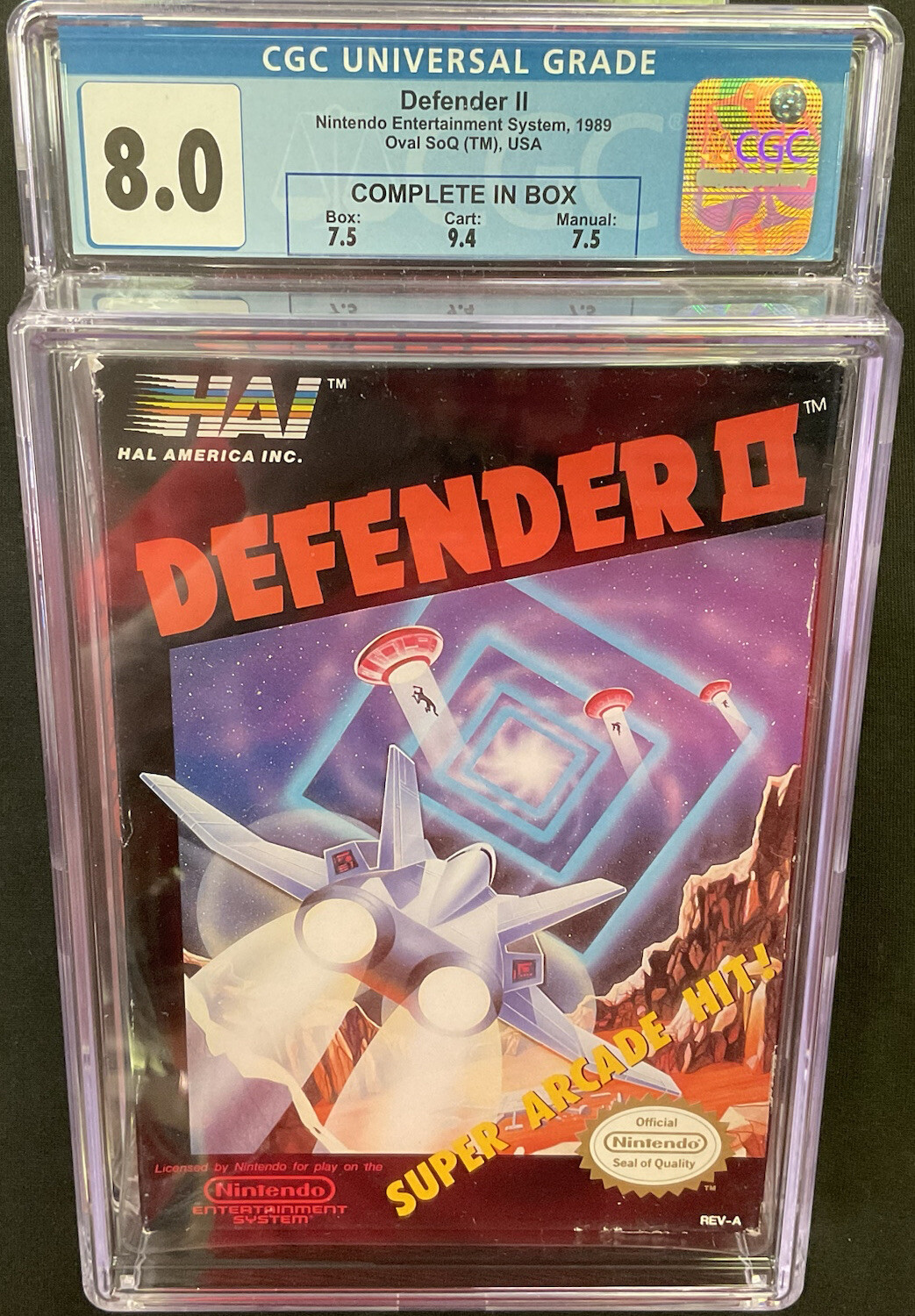 Defender II Hal America Inc Nintendo 1989 USA CGC Grade 8.0 Oval SOQ R ...