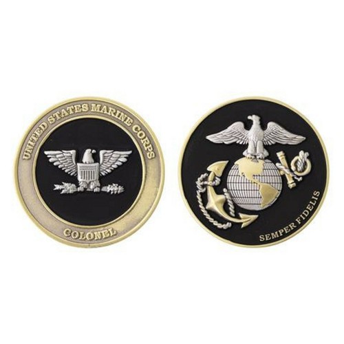 USMC MARINE CORPS COLONEL BLACK GOLD SILVER EGA 1.75" CHALLENGE COIN | eBay
