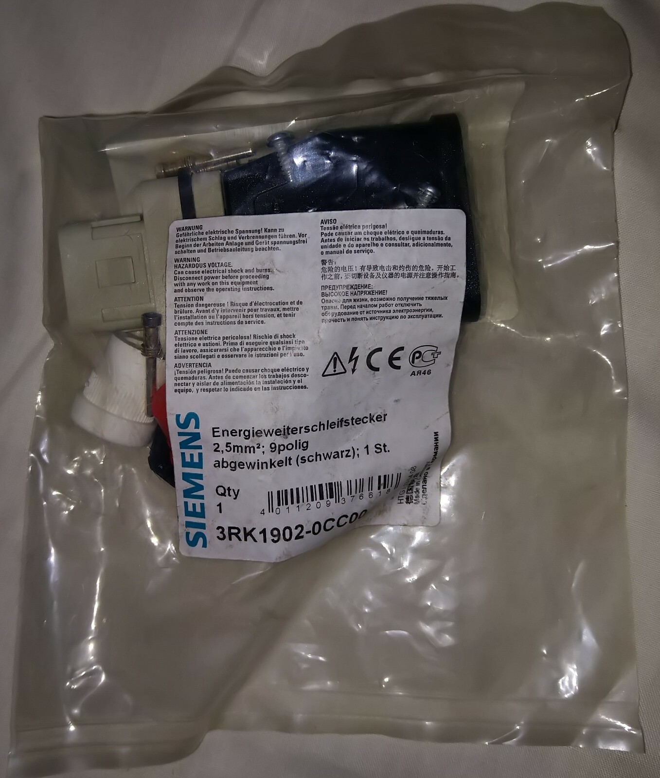 Siemens 3Rk1902-0Cc00, Connector with Pg16 Cable Entry, 9 Pole (7 PCS ...