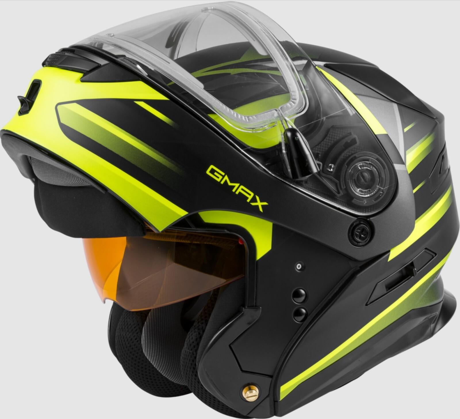 Gmax MD01S Modular Snowmobile Helmet Heated Shield Hi Vis 3XL E72-6291 ...