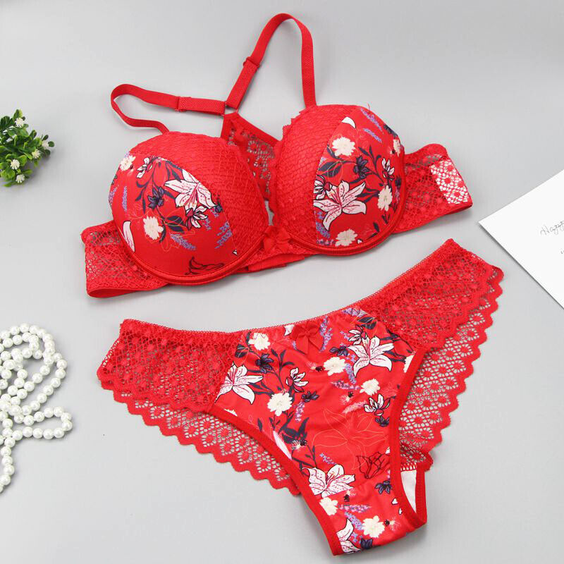 Sexy Spitze Gepolsterter Balkon Bh Set Push Up Dessous Set Slips 32 46