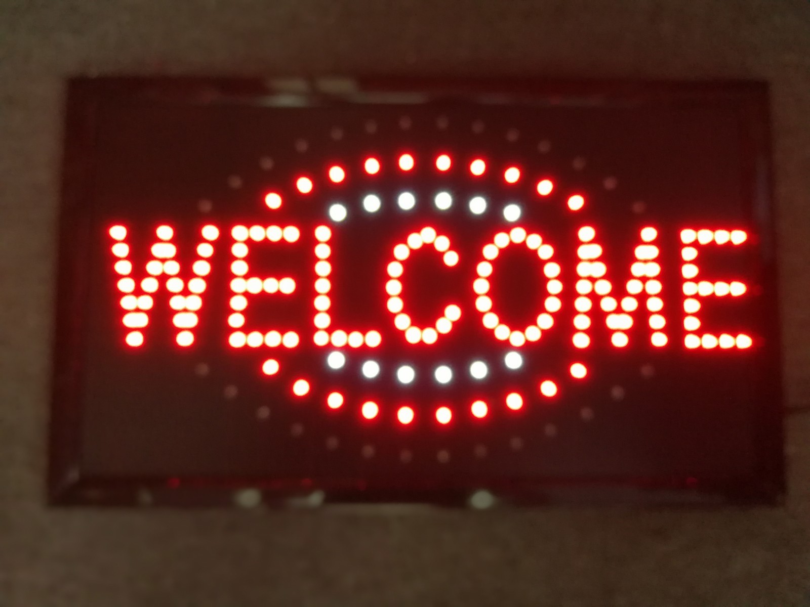240V Mains Power 'Welcome' LED Sign 55cm x 33cm w/ Switch | eBay