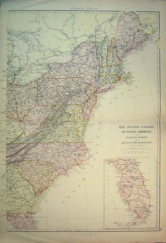 Original Old Antique Print 1882 Map United States North America Gulf ...