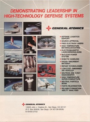 General Atomics 1988 Original Print Ad High-Tech Defense Systems F-16 ...