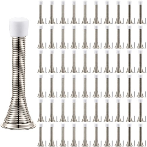 60 Pack Spring Door Stopper Bulk with Rubber Bumper 3.35'' Flexible ...