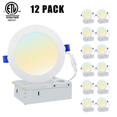 6 inch led recessed lighting with J-Box, Dimmable Slim Recessed ...