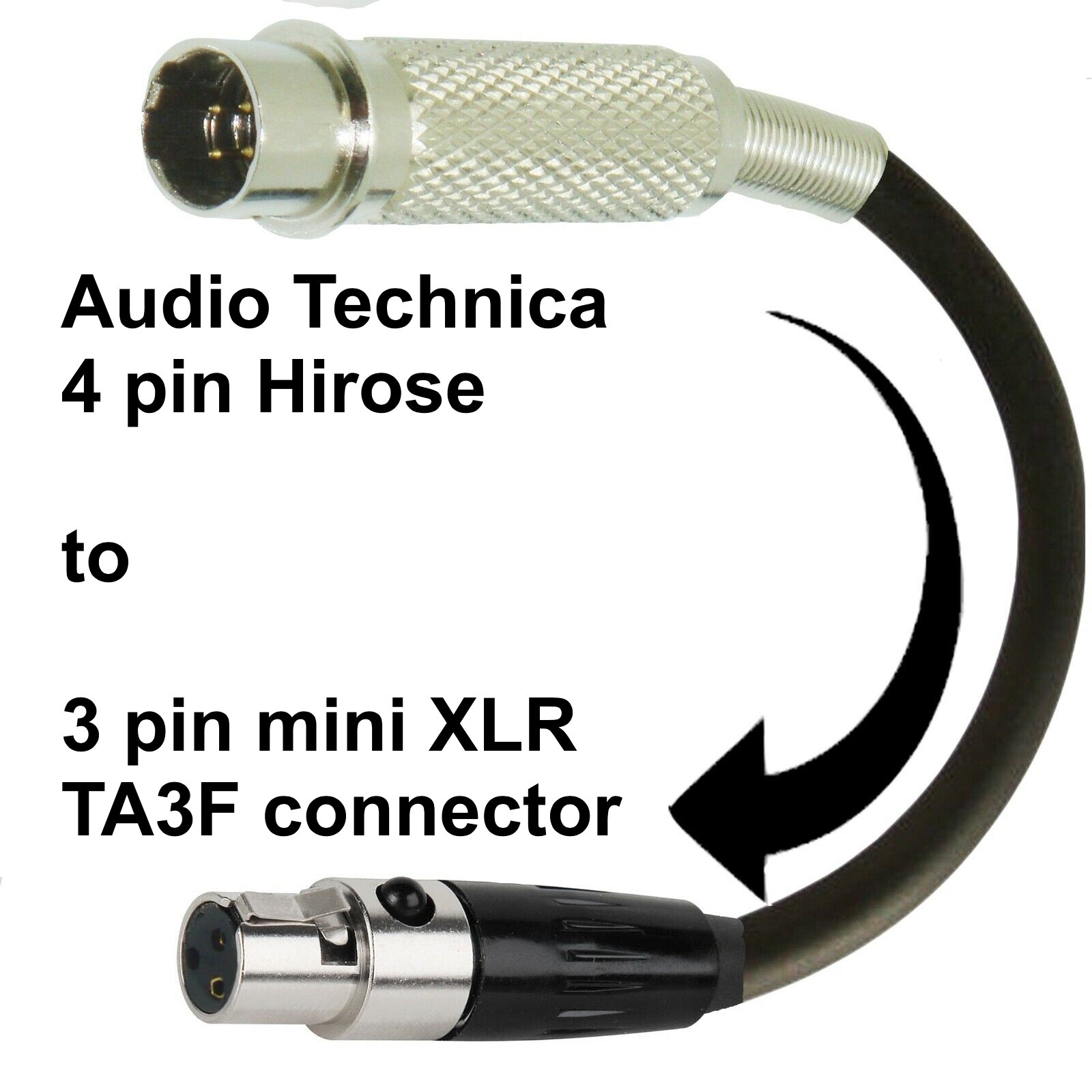 Audio Technica Microphone Adapter 4 Pin Hirose to 3 Pin Mini XLR TA3F ...
