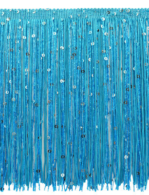 Sequin Chainette Fringe Trim, Color# 04 - Turquoise Blue [Sold By The ...