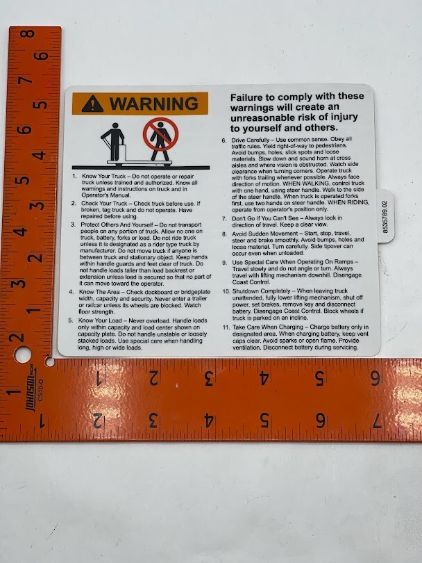 580072749, Yale, Operation Warning Decal SKU-21230112SR | eBay