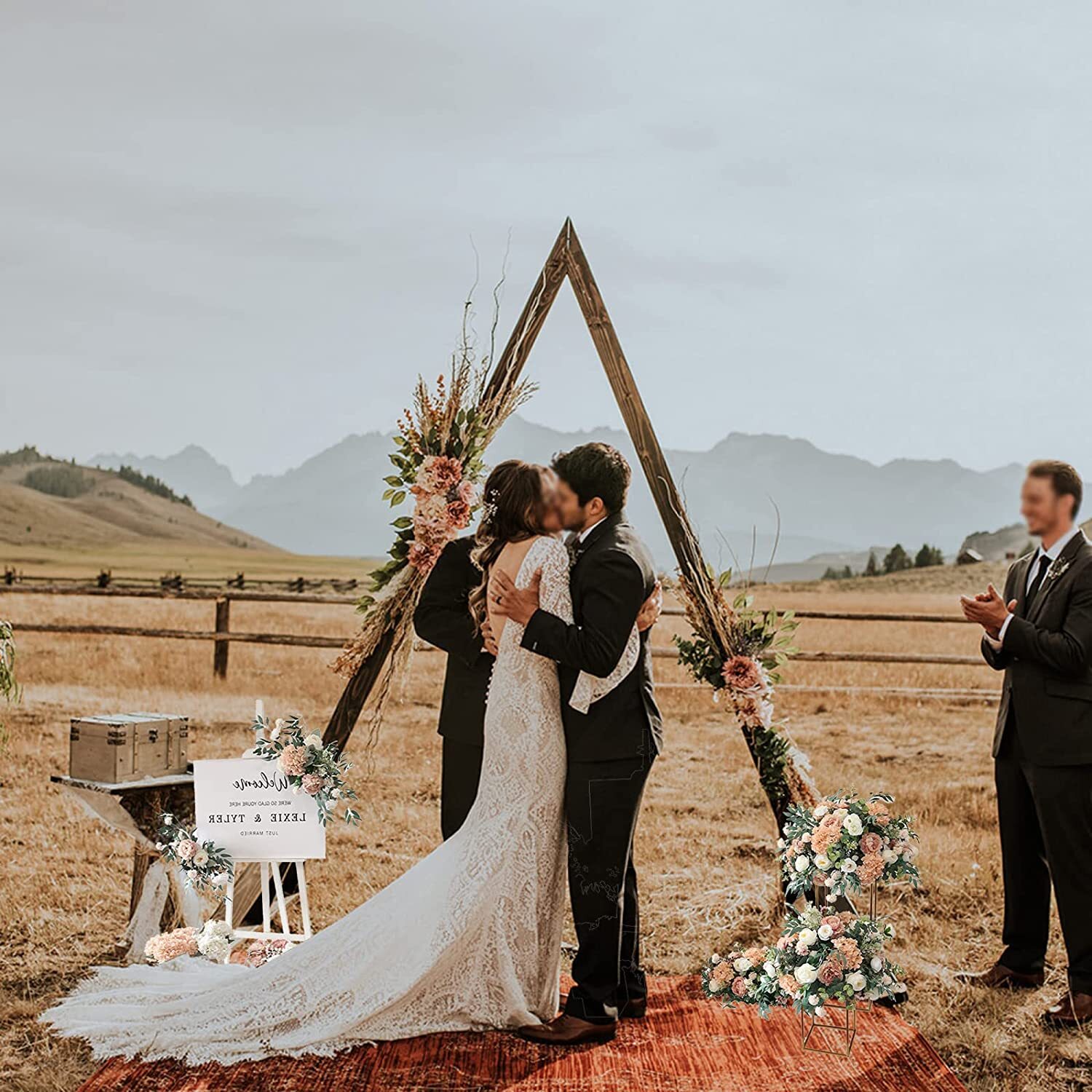 2x Heavy Duty Wooden Wedding Arch Stand Archway Arbor Frame Boho Photo ...