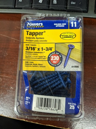 25 Tapper Concrete Anchors 3/16 x 1 3/4" | eBay