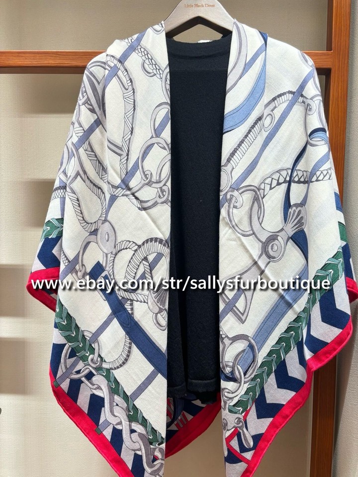 Sallys 70% Cashmere & 30% Silk Wrap Scarf Chains Print Double Face ...