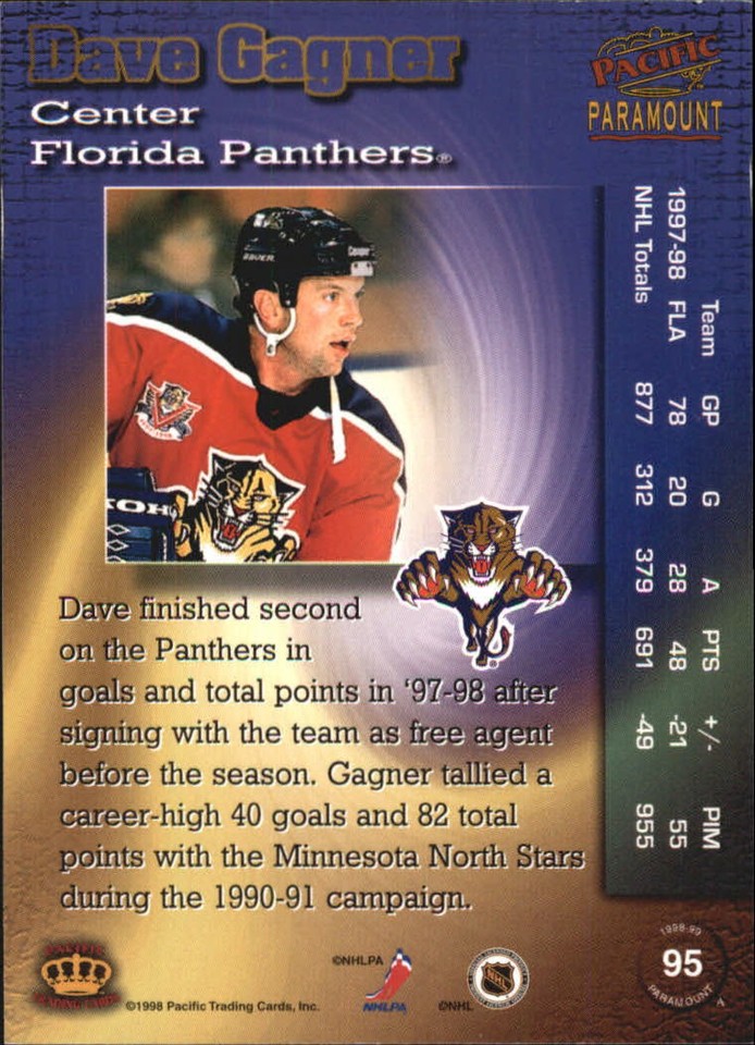 1998-99 (PANTHERS) Paramount Silver #95 Dave Gagner | eBay