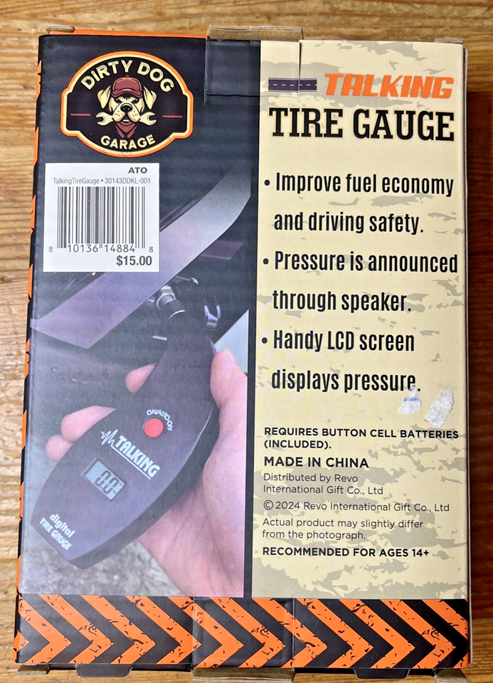 Digital Talking Tire Pressure Gauge Dirty Dog Garage Battery Operated ...