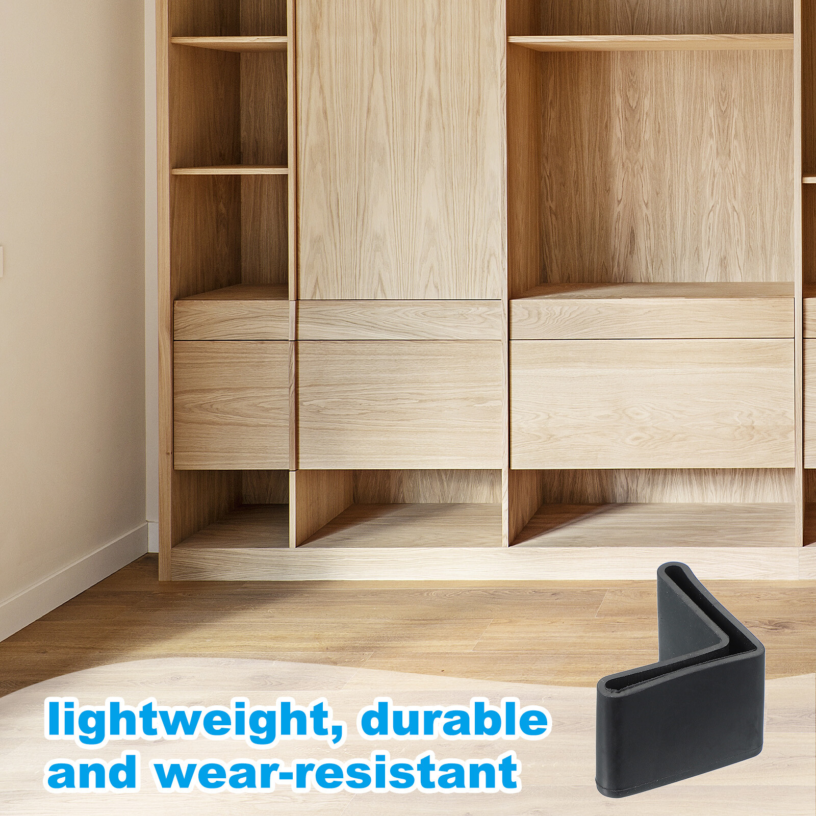 L Shape Leg Pads 1.4" x 1.4", Furniture Leg Cover Protectors Black ...