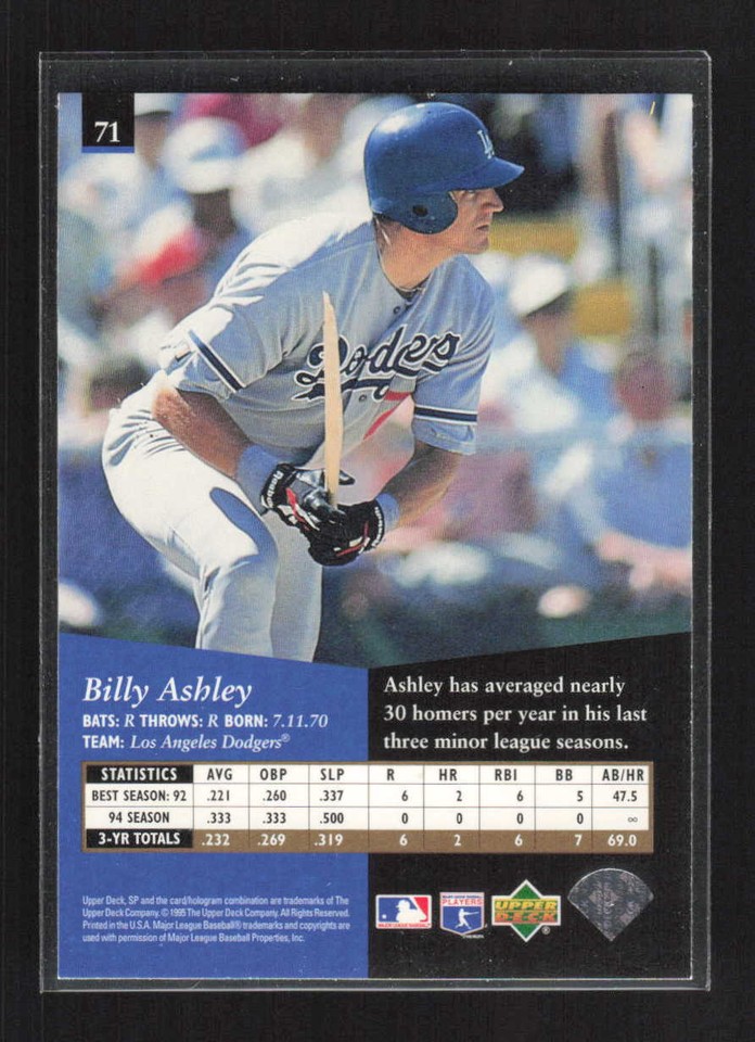 Billy Ashley 1995 SP Superbafoil Los Angeles Dodgers #71 | eBay