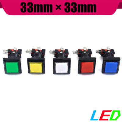 33mm Square Arcade Button LED Game Push illuminated Microswitch Pop ...