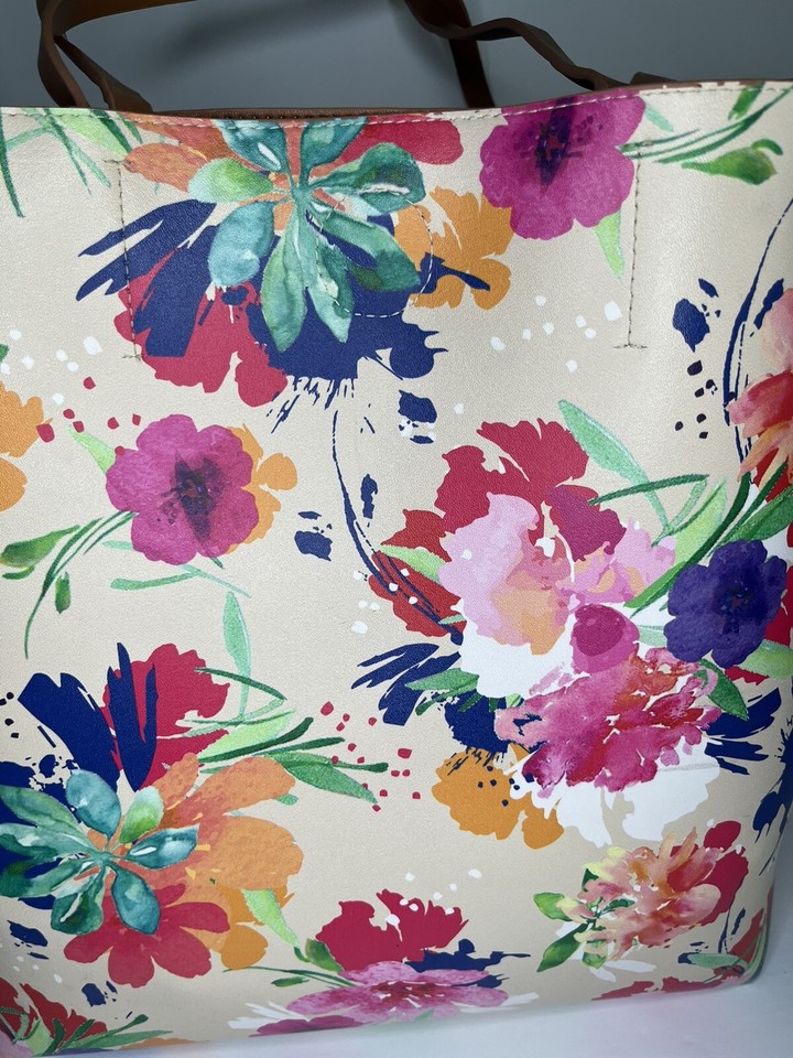 Mark & Hall Shoulder Bag Tote Floral Pink Blue Orange Purse Magnetic ...