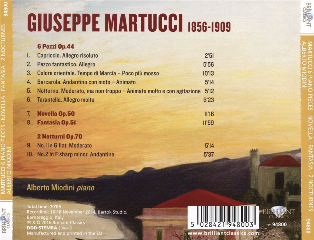 ALBERTO MIODINI MARTUCCI: 6 PIANO PIECES; NOVELLA; FANTASIA; 2 ...