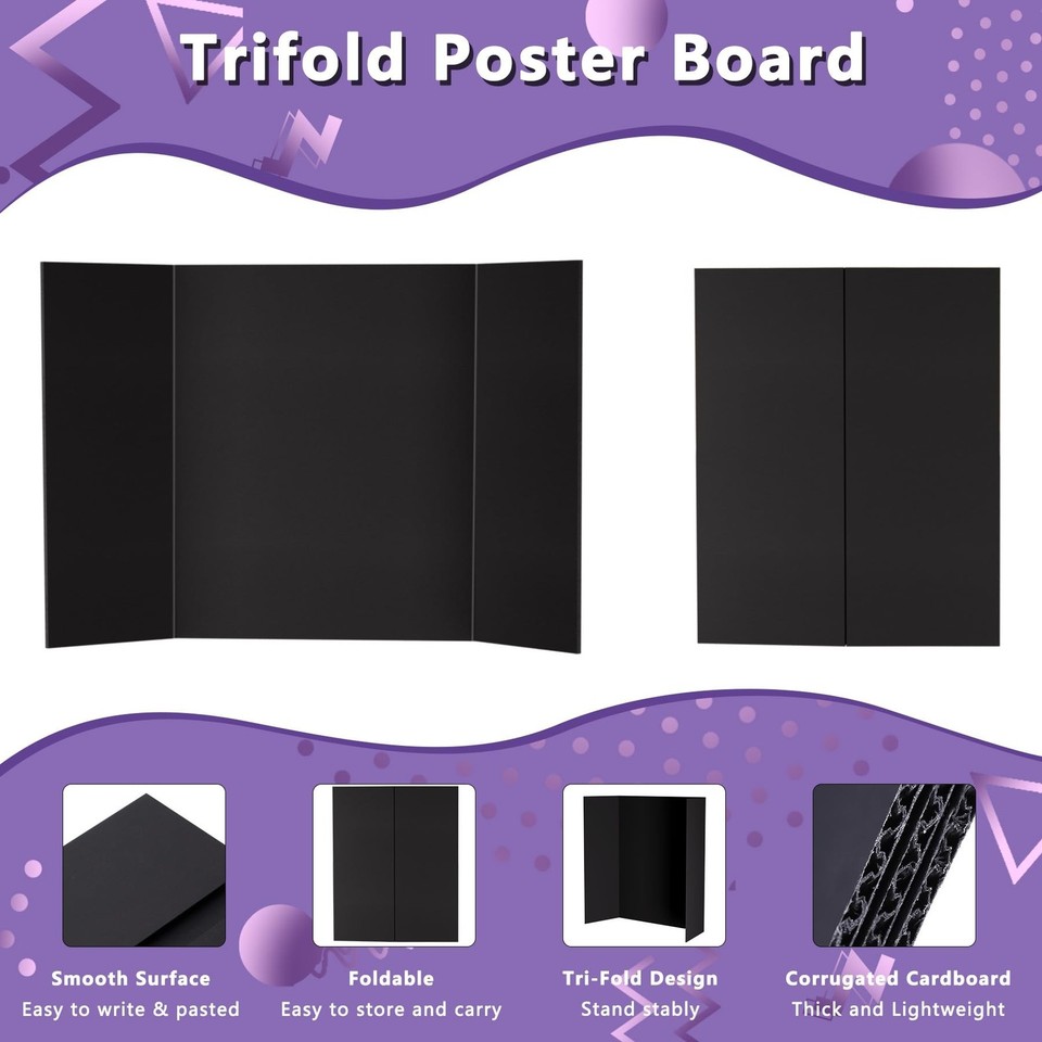 3 Pack Medium Trifold Poster Board 26" x 16" Tri Fold Poster Boards ...