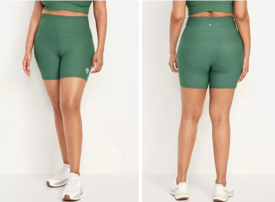 NEW TAGS OLD NAVY High-Rise PowerSoft BIKER SHORTS 6” GREEN SMALL $27 Fast Ship | eBay