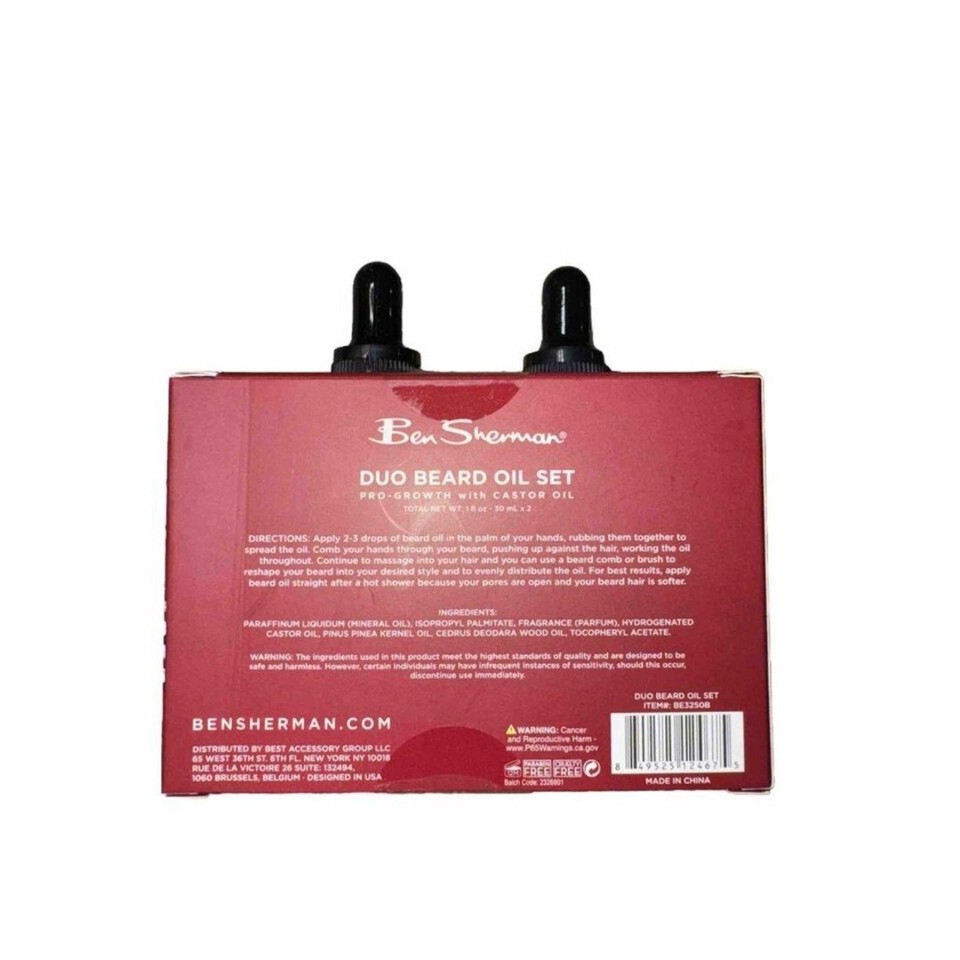 Ben Sherman Beard Duo Oil Set Pine & Cedar Pro-Growth with Castor Oil 1 ...