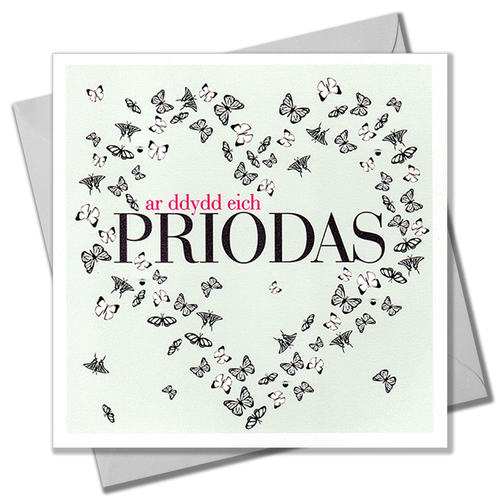 Welsh Wedding Card, Butteflies Heart, Wedding Congratulations ...