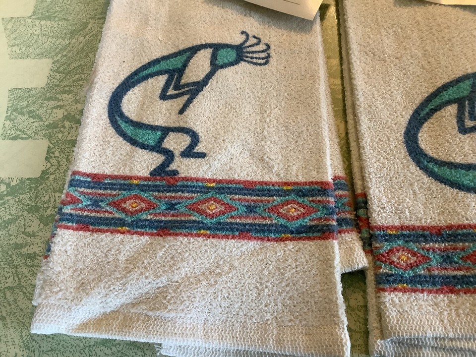 3 Vintage Kokopelli Southwestern Hand Terry Towels by Stevens -New with ...