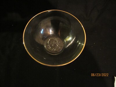 Vintage 10 inch Glass Bowl with gold trim with molded flower design ...