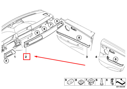NEW BMW 3 E90 RIGHT DASHBOARD DECORATIVE STRIP 51456985641 6985641 ...