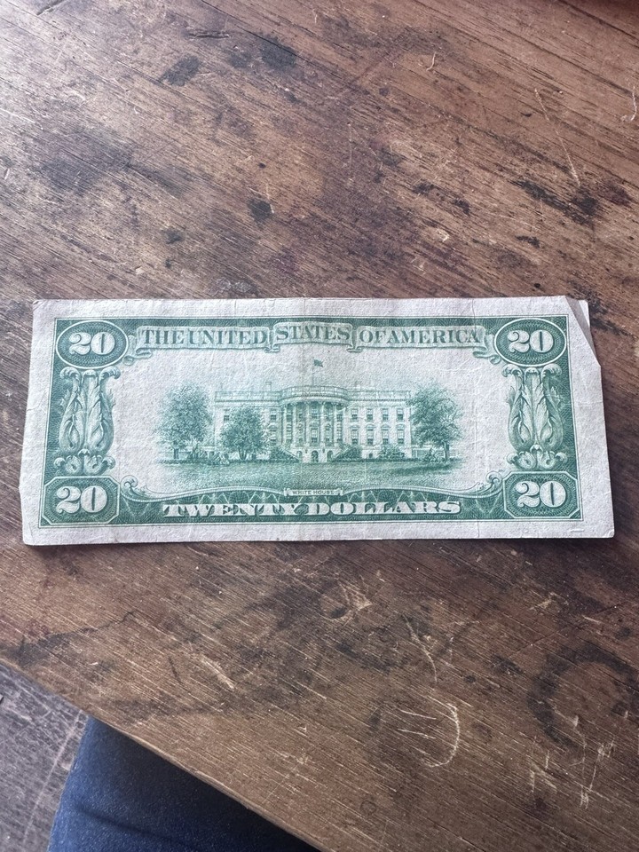 1934 Two-tone $20 Dollar Bill Color Miss Print | eBay