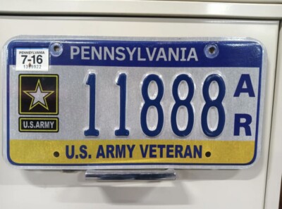 Pennsylvania License Plate US Army Veteran PA Rare Go Army AR Plate | eBay